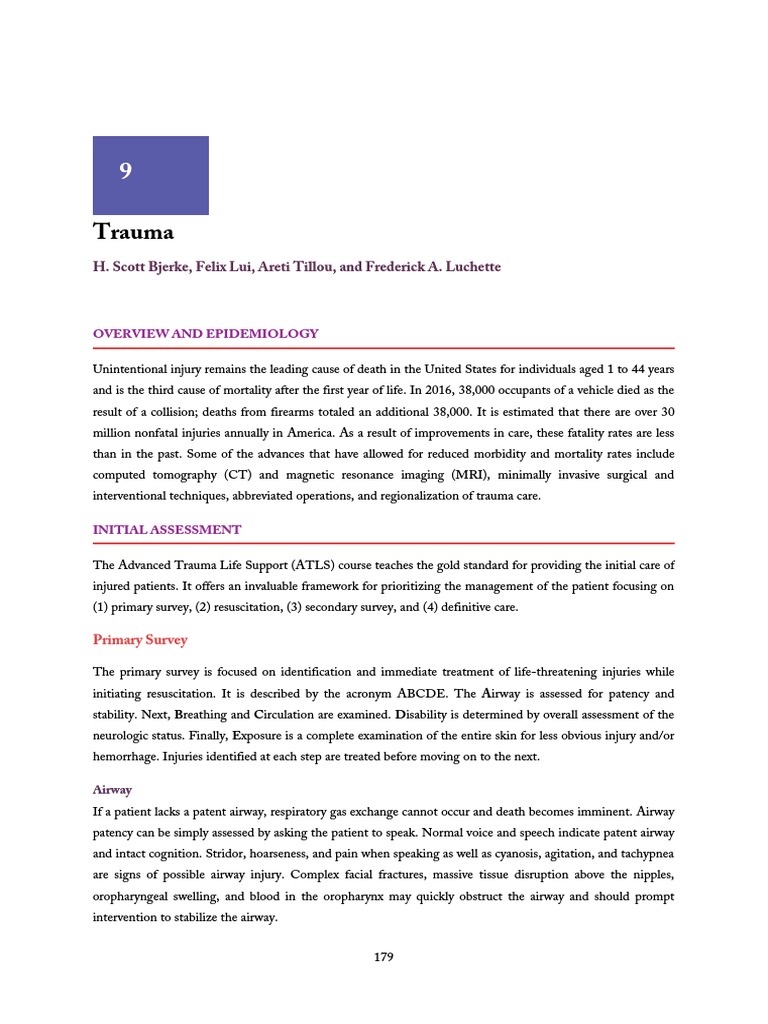 Trauma: H. Scott Bjerke, Felix Lui, Areti Tillou, and Frederick A ...