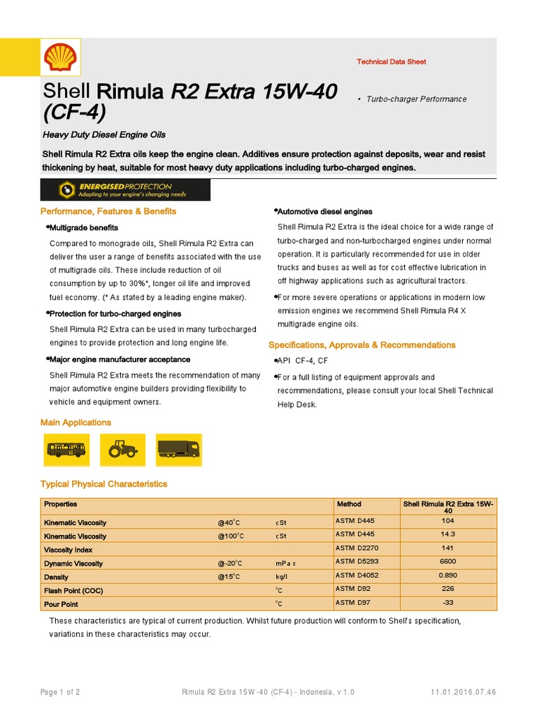 Shell Rimula R2 Extra 15W-40 | PDF | Motor Oil | Turbocharger