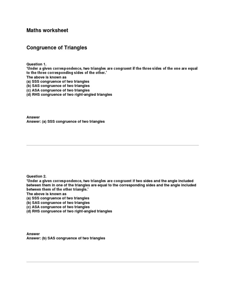 Class Vii Worksheet | PDF | Triangle | Geometry