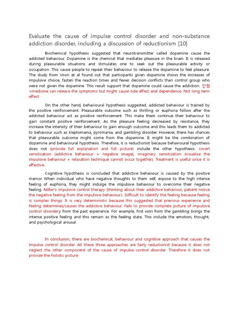 Evaluate The Cause of Impulse Control Disorder and Non | PDF ...