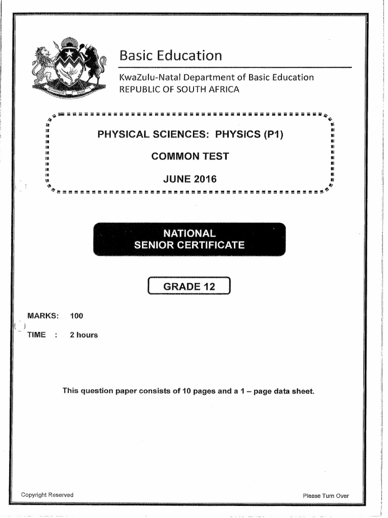 Phy P1 June 2016 QP Memo | PDF