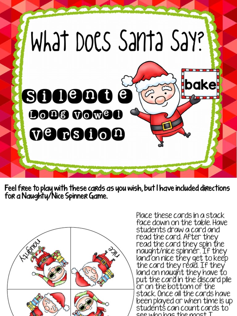 What Does Santa Say?: Silent e | PDF