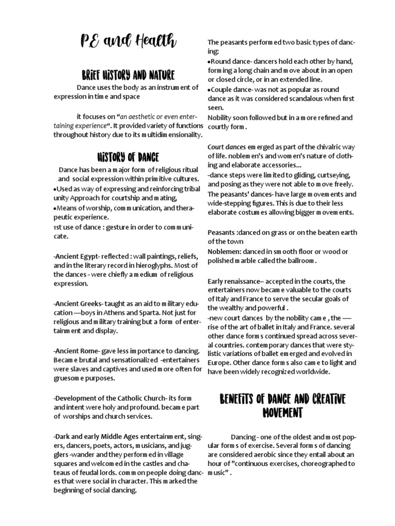 PE & Health Grade 12 Reviewer | PDF | Dances | Cardiovascular Diseases