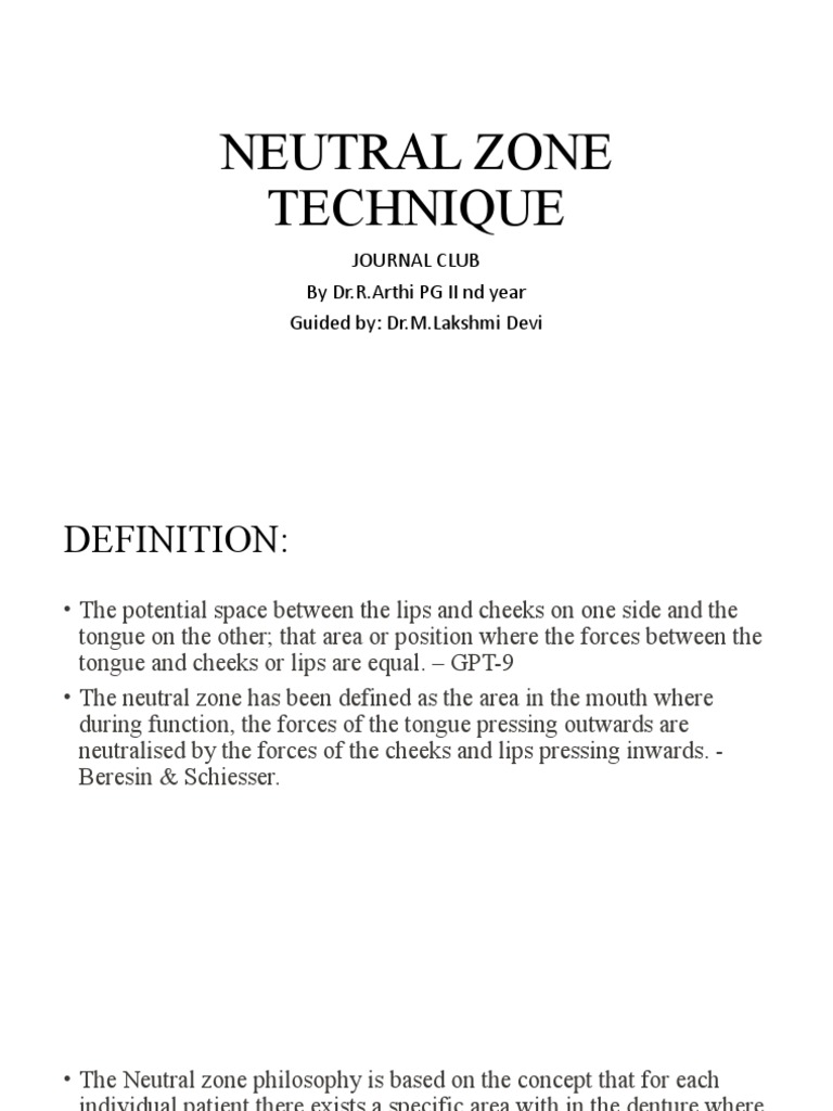 Neutral Zone Technique | PDF | Dentures | Tongue