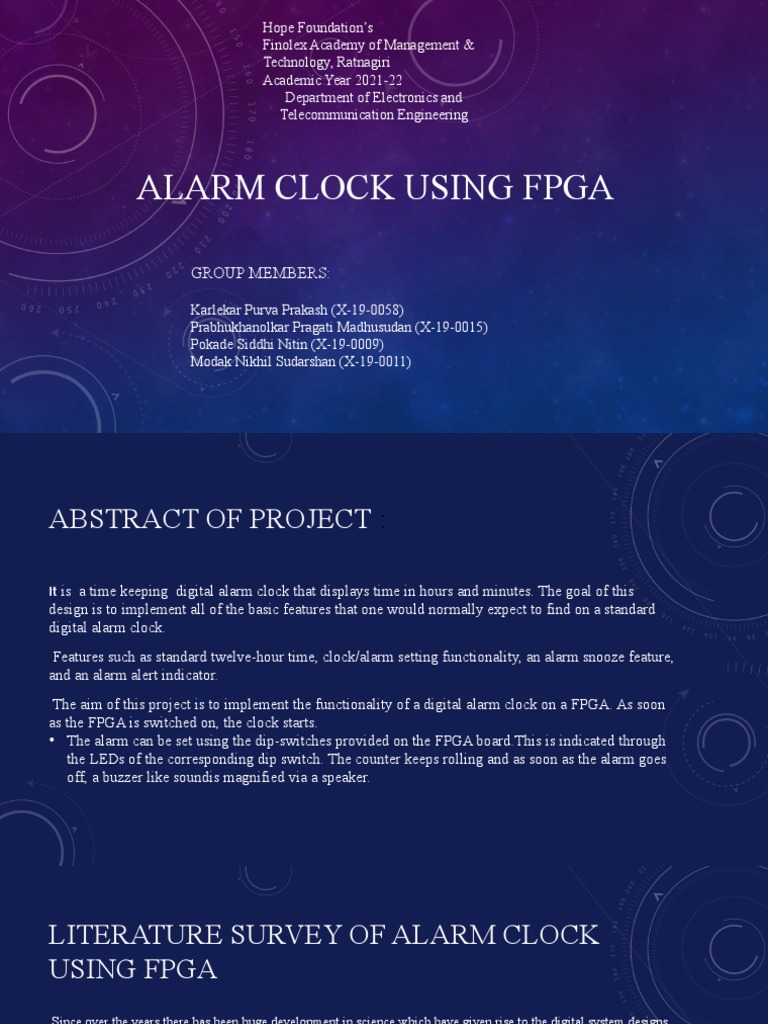 Presentation Alarm Clock Using FPGA | Download Free PDF | Field ...