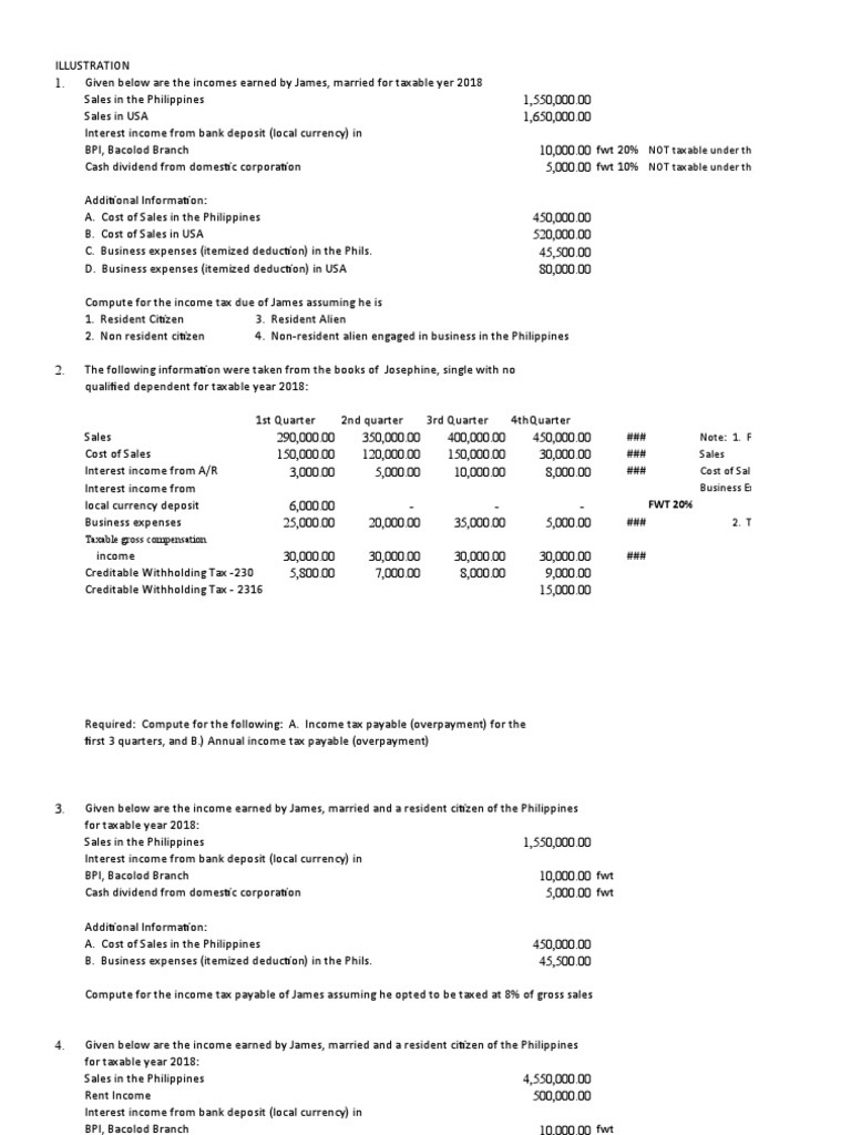 Individual Illustration and Activity No. 2 | PDF | Tax Deduction ...