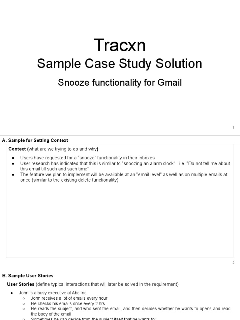 Tracxn - Sample Case Study Solution (Snooze Functionality Gmail) | PDF | Gmail | Computer ...
