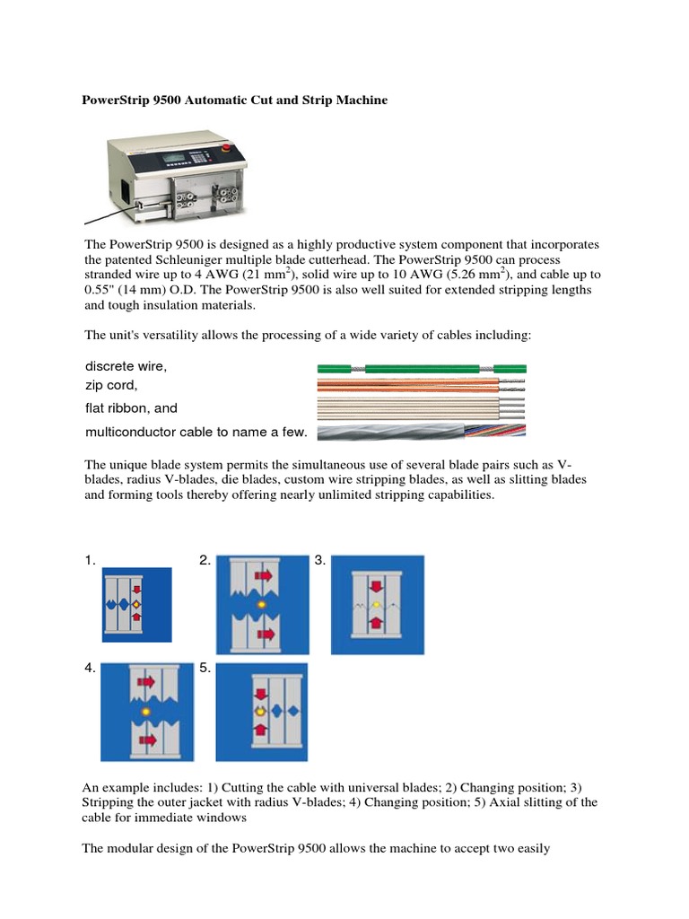 Powerstrip 9500 Automatic Cut and Strip Machine | PDF | Wire ...