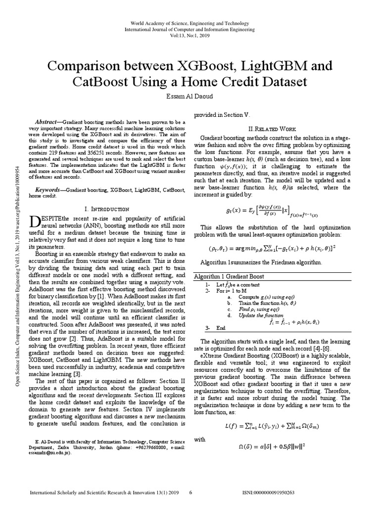Comparing The Performance Of Xgboost Lightgbm And Catboost Machine Learning Algorithms On A