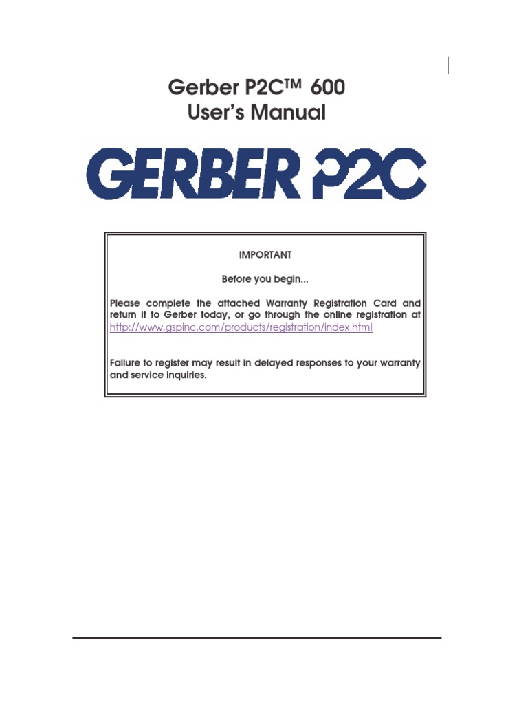 Gerber P2C™ 600 User's Manual | PDF | Ac Power Plugs And Sockets | Usb