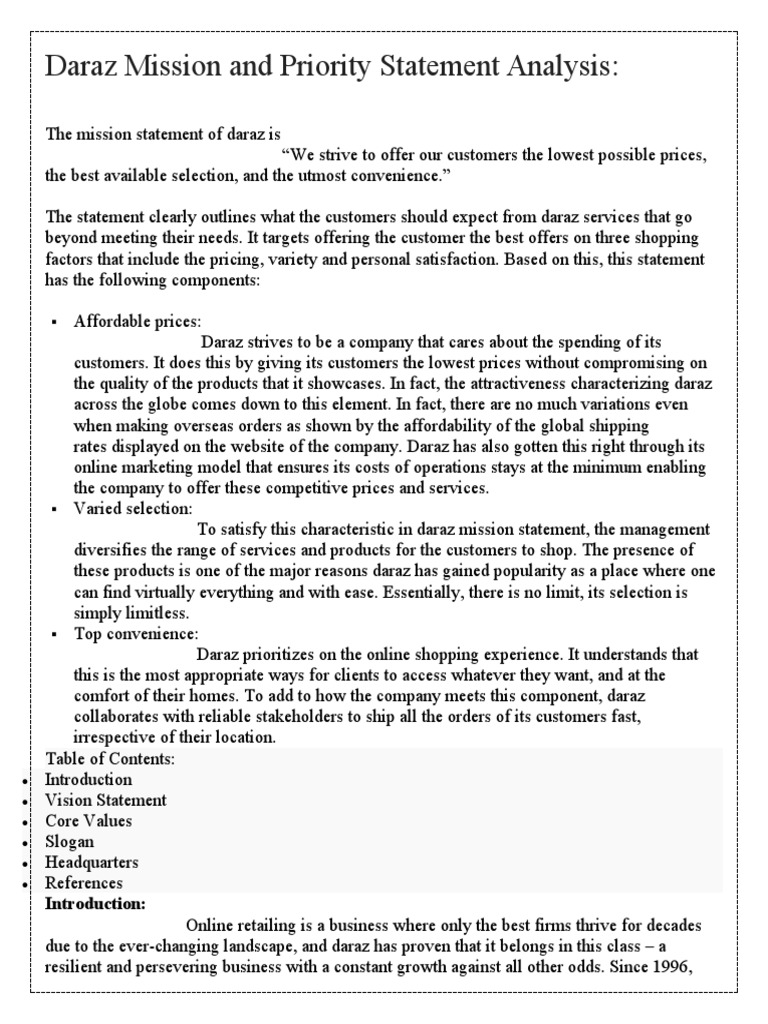 Daraz Mission and Priority Statement Analysis | PDF | Customer | Pricing