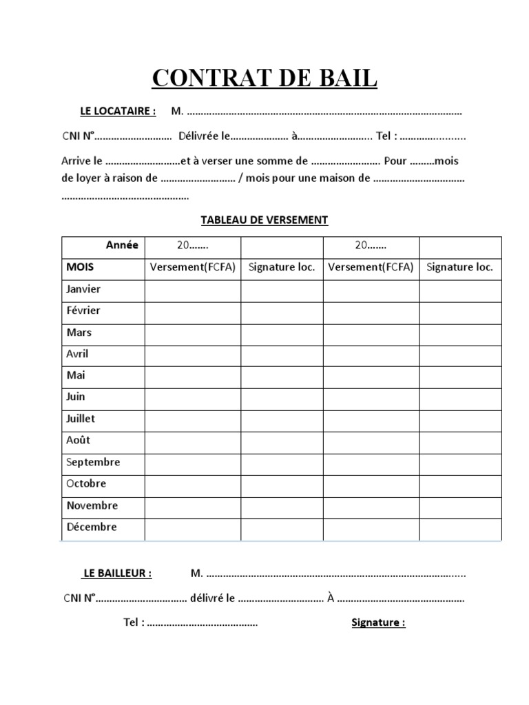 Contrat De Bail PDF