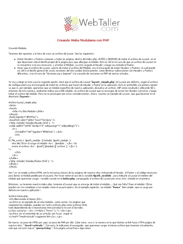 Creando Webs Modulares Con PHP 5 | PDF