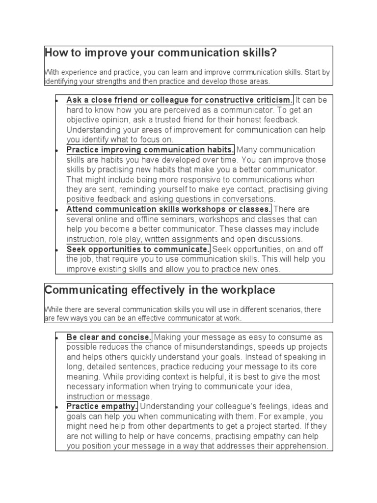 How To Improve Your Communication Skills? | PDF | Body Language ...
