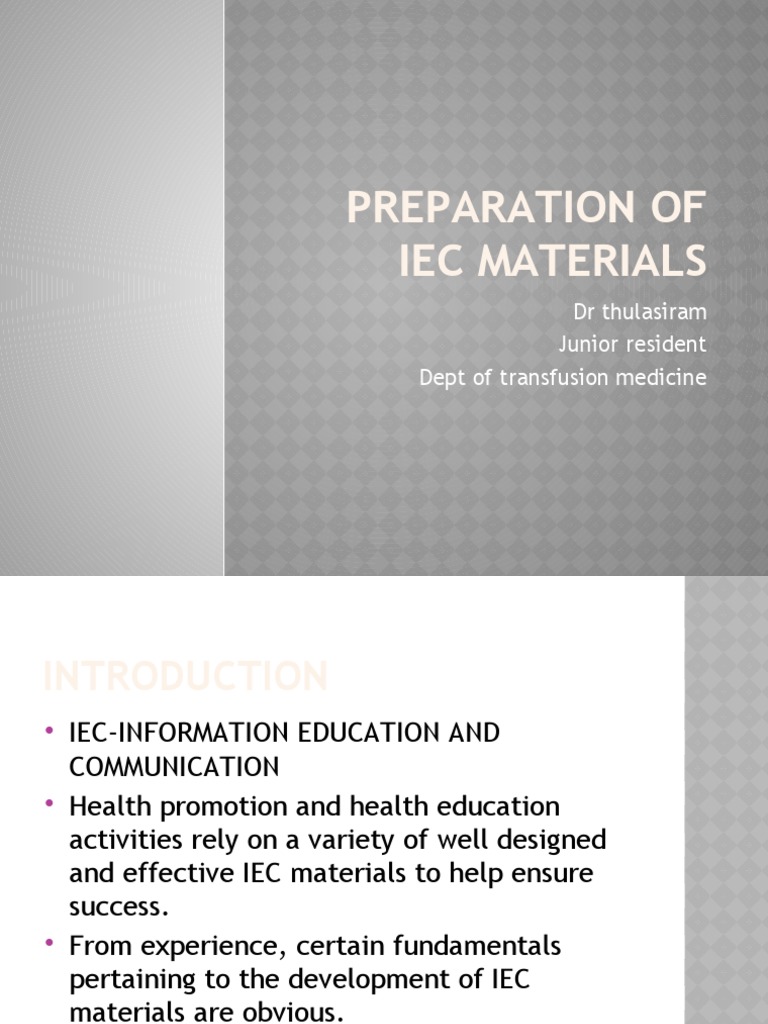 Preparation of IEC Materials | PDF | Target Audience | Radio