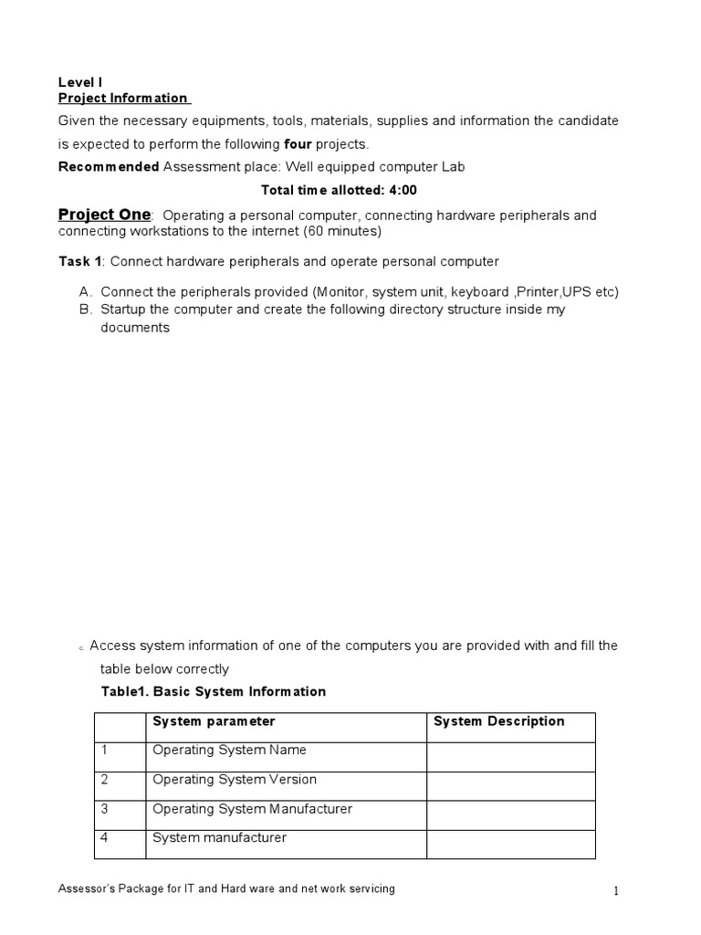 Project One: Level I Project Information | PDF | Server (Computing) | Computer Network