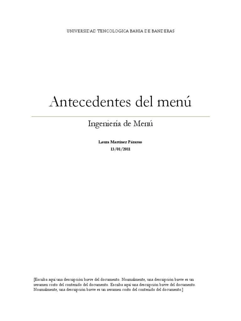 La Historia Del Menu | Descargar gratis PDF | Menú | Alimentos