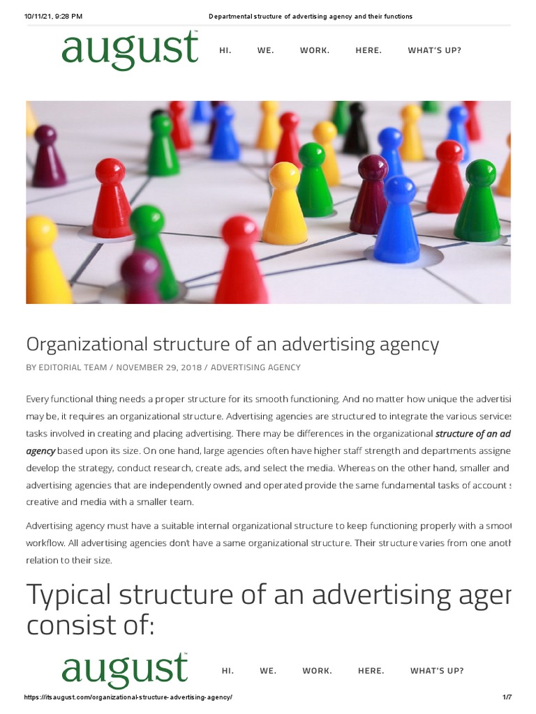Departmental Structure of Advertising Agency and Their Functions | PDF ...