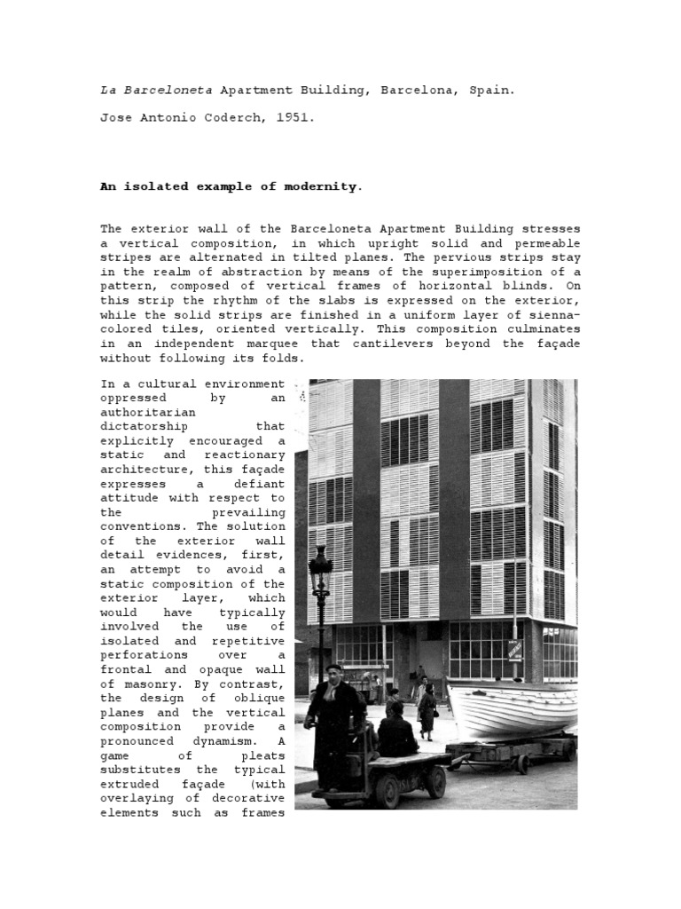 Jose Antonio Coderch, 1951.: La Barceloneta Apartment Building ...