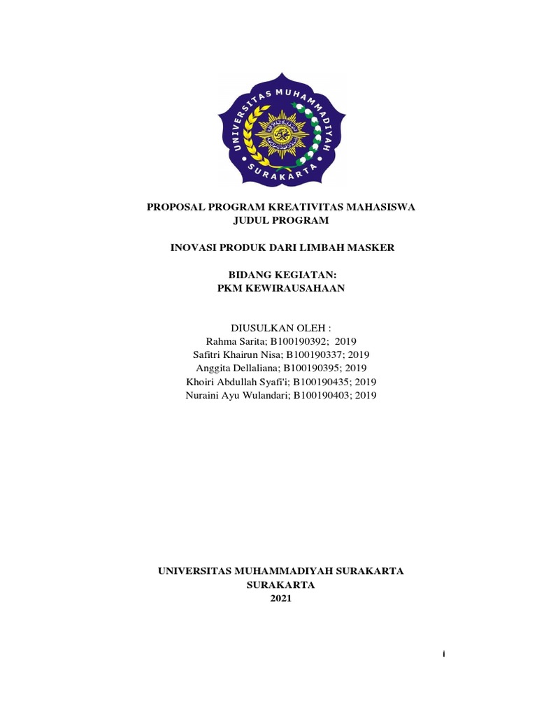 Inovasi Produk Dari Limbah Masker - PKM | PDF
