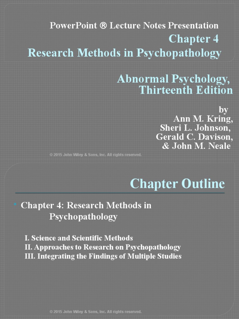 Research Methods in Psychopathology: Powerpoint Lecture Notes ...