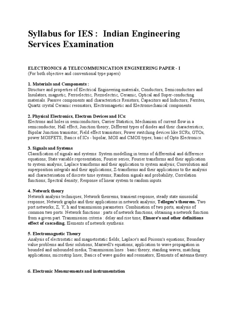 IES Exam Syllabus for ECE Papers | PDF | Microwave | Mosfet
