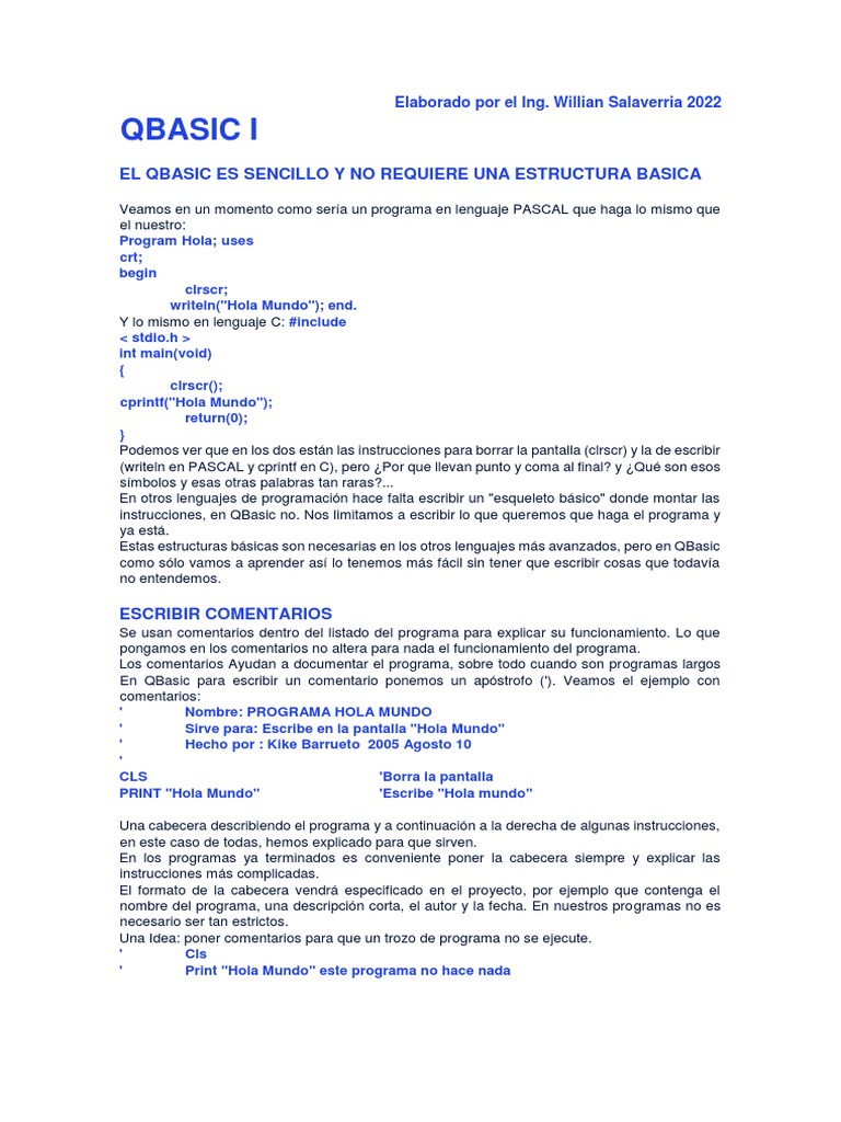 Guia Completa de Qbasic 2022 | PDF | Lenguaje de programación | Tipo de datos