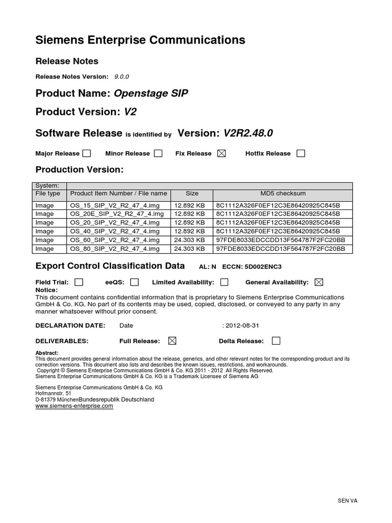 Siemens Enterprise Communications: Product Name: Openstage SIP Product ...