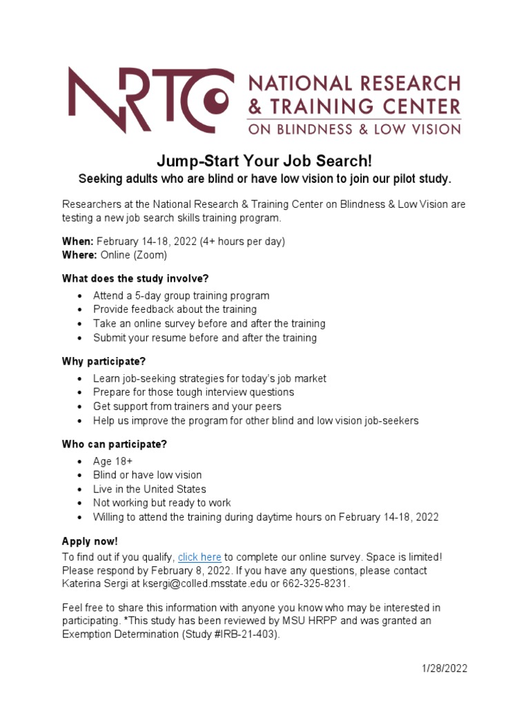 Job Search Training Study Flyer - 18 | PDF