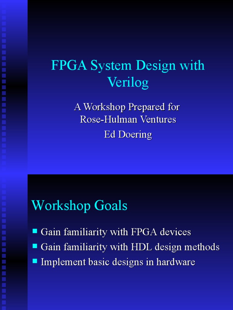Fpga System Design Verilog Workshop Pdf Hardware Description