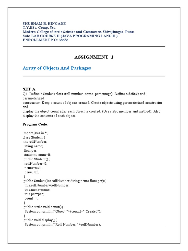 Java Assignment | PDF | Programming | Constructor (Object Oriented Programming)