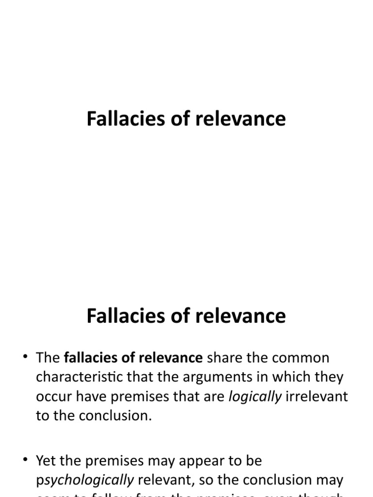 Fallacies of Relevance | PDF | Fallacy | Argument
