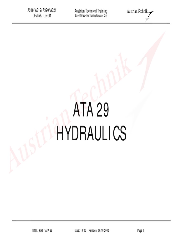 ATA 29 Hydraulics: A318/A319/A320/A321 CFM 56/ Level1 Austrian ...