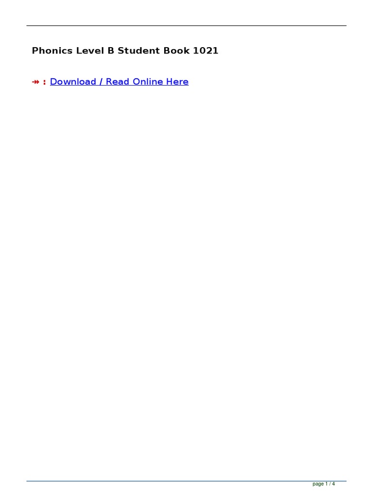 Read Online Here: Phonics Level B Student Book 1021 | PDF | Phonics