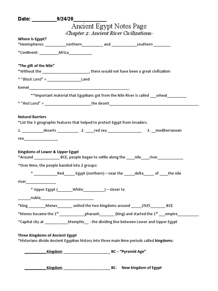 Ancient Egypt Notes Page | PDF