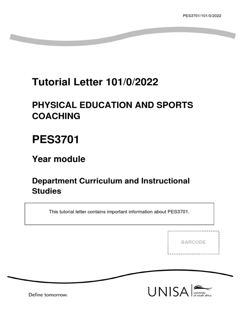 Tutorial Letter 101/0/2022: Physical Education and Sports Coaching ...