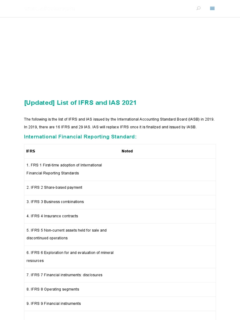 IFRS and IAS Standards List 2021 | PDF | International Financial ...