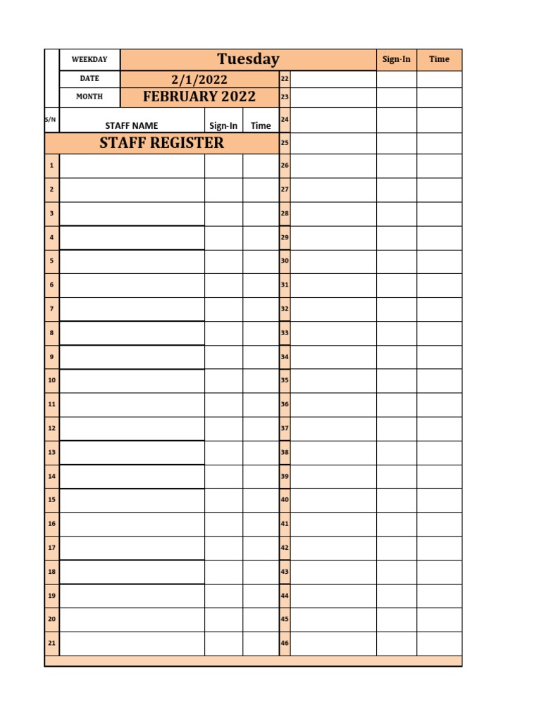 Staff Register-Phc Team | PDF