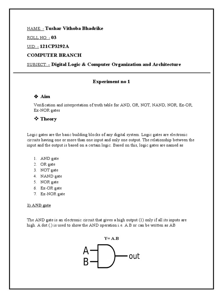 DLCA - Practical NO 1 | PDF | Logic Gate | Digital Electronics