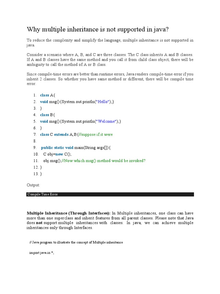 Why Java Avoids Multiple Inheritance Through Classes But Allows It 