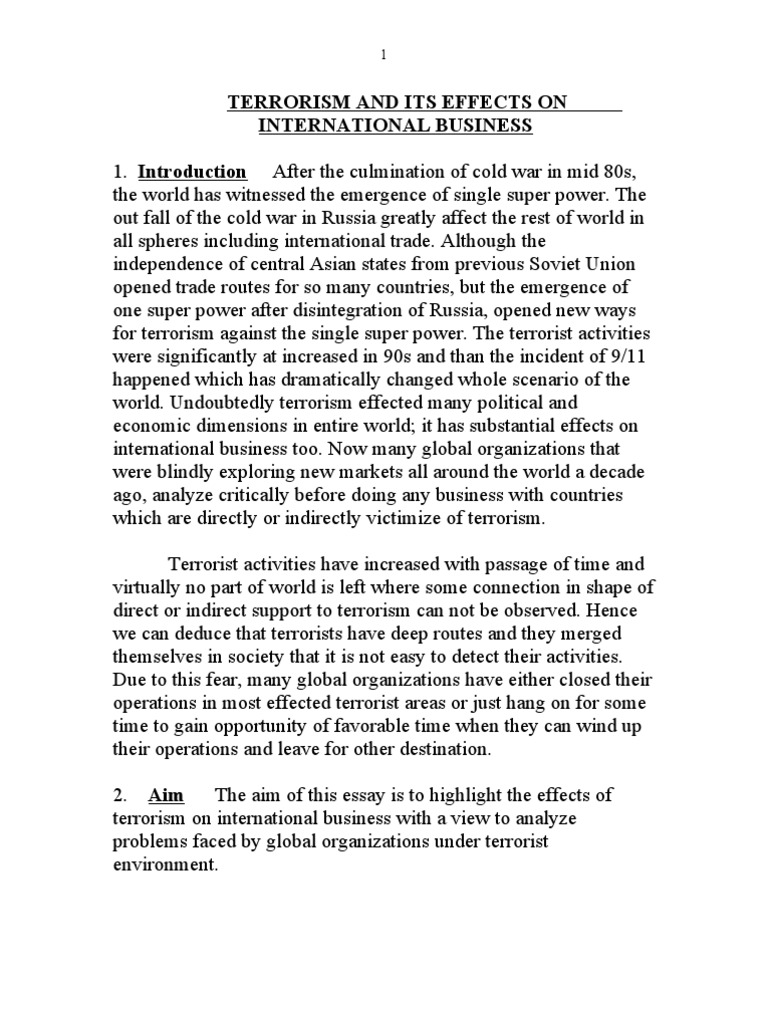 Terrorism and Its Effects On | PDF | International Business | September ...