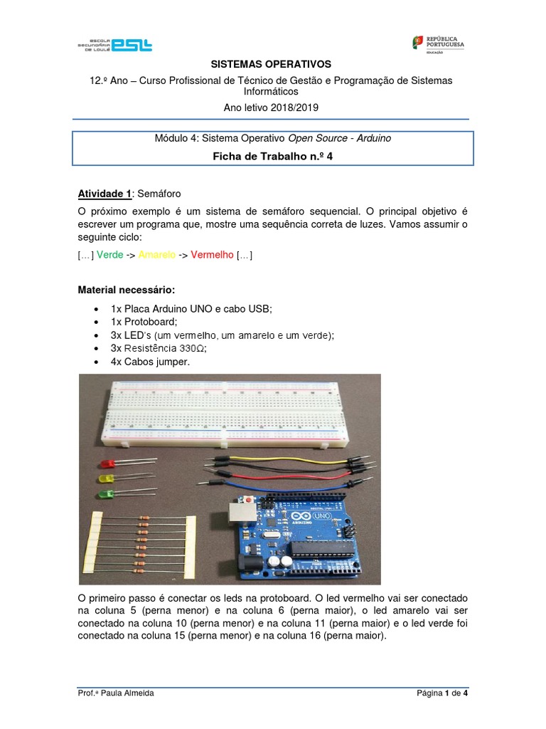 Ficha de Trabalho 4 SO | PDF | Arduino | Engenharia Elétrica