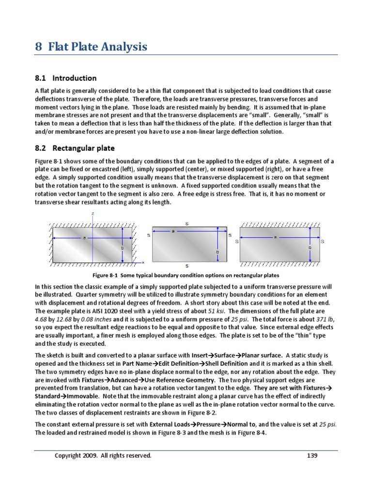 FEA Flat Plate Analysis | PDF | Stress (Mechanics) | Bending