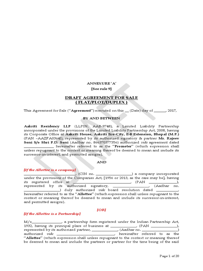 Final Draft Agreement Flat Duplex Plot RERA | PDF | Taxes | Interest