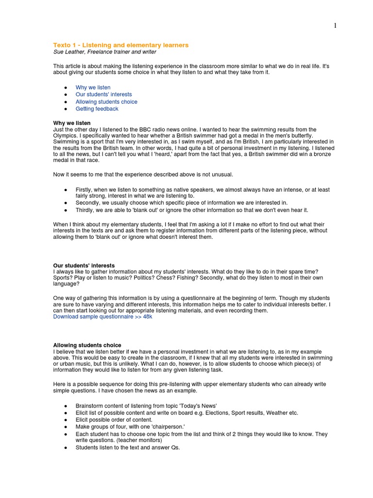 Making Listening An Authentic Experience | PDF | Top Down And Bottom Up ...