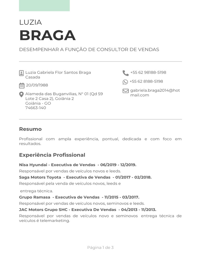Currículo Gabriela Braga 2022 | PDF