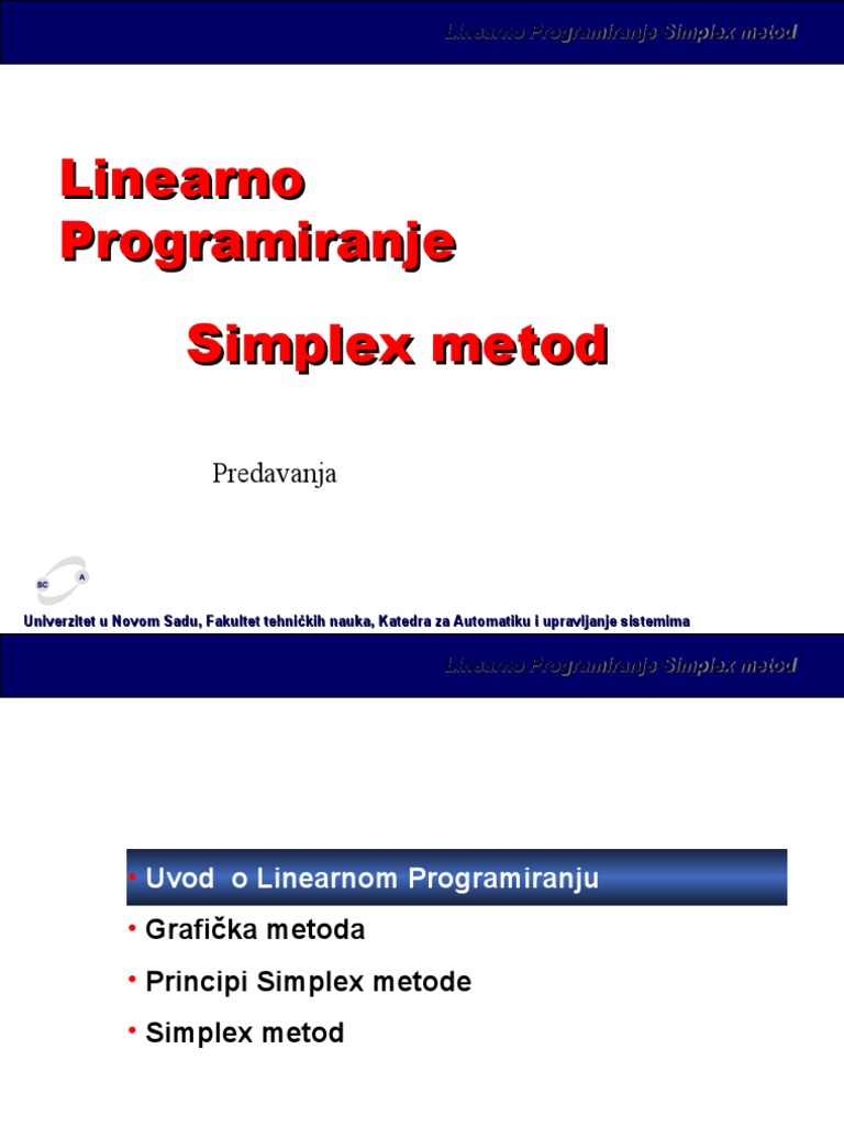 Simplex Linearno Programiranje | PDF