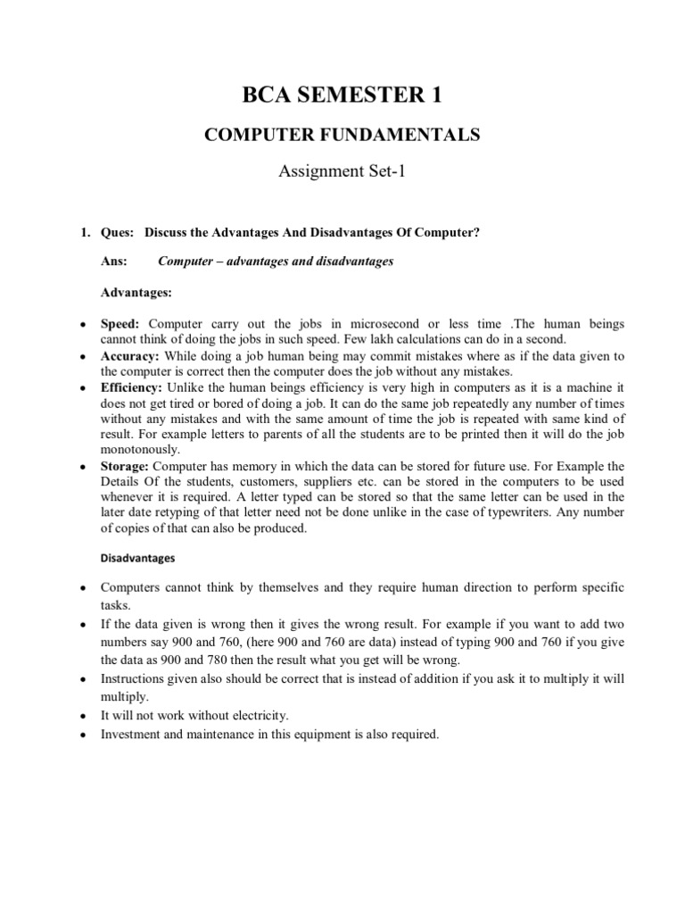 Computer Fundamental Bca Semester 1 Assingment 1 | PDF | Art