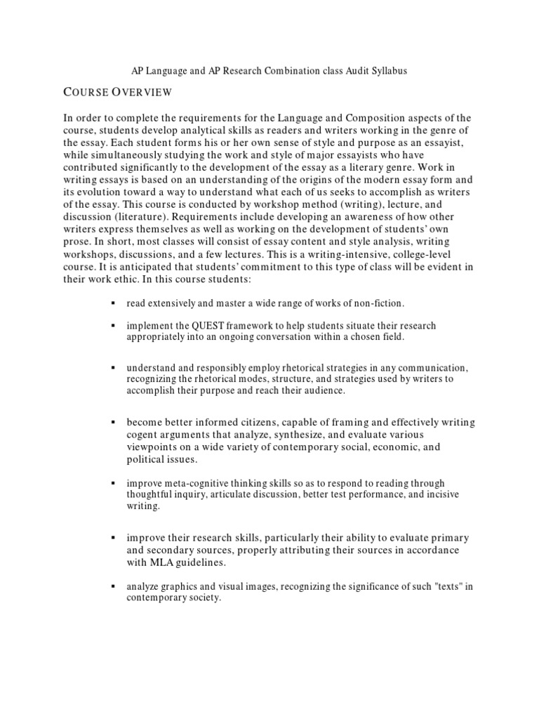 GPS AP Language Syllabus | PDF | Essays | Rhetoric