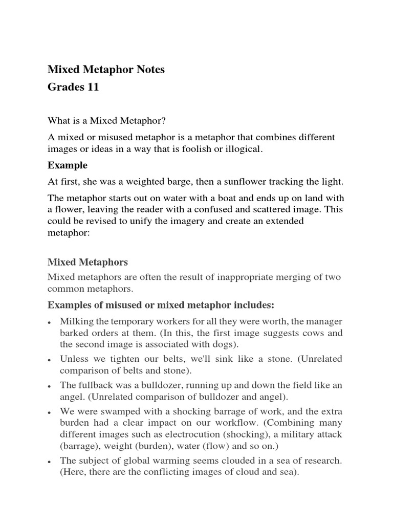 Understanding Mixed Metaphors | PDF